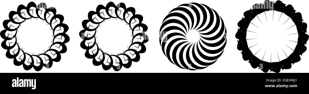 Circular, radial icon, motif, mandala shape. Swirl, twirl, helix ...