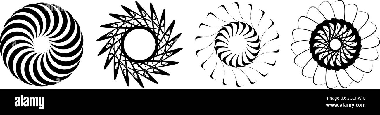 Circular, radial icon, motif, mandala shape. Swirl, twirl, helix ...