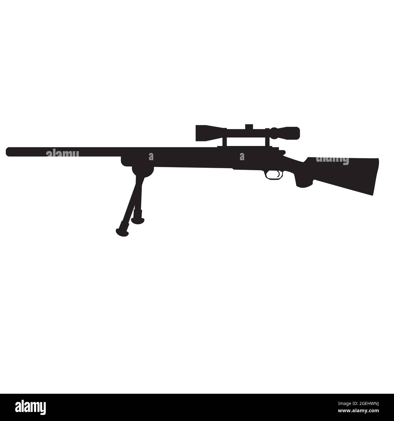 Sniper hunting rifle icon on white background. Sniper rifle sign. flat ...