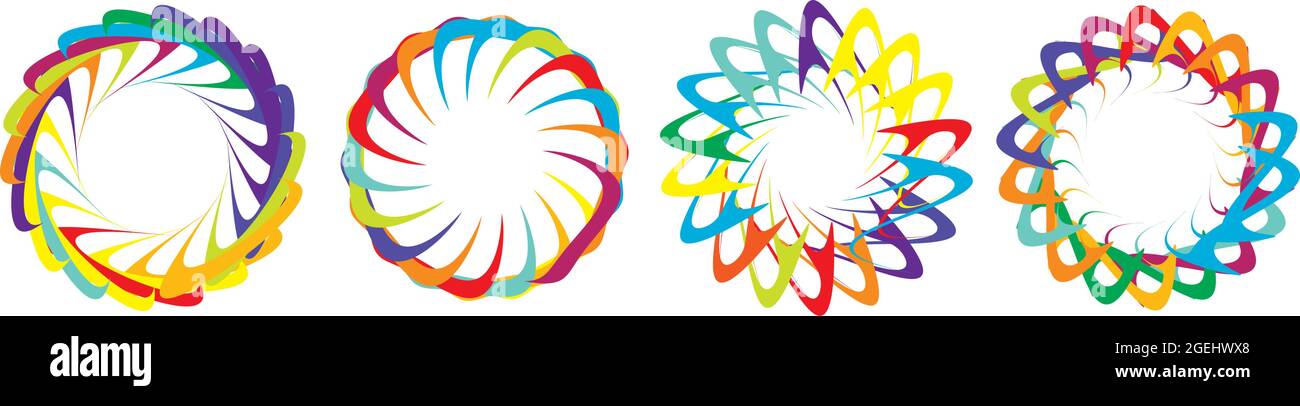 Circular, radial icon, motif, mandala shape. Swirl, twirl, helix ...