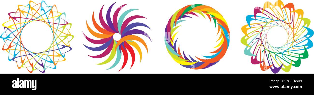 Circular, radial icon, motif, mandala shape. Swirl, twirl, helix ...