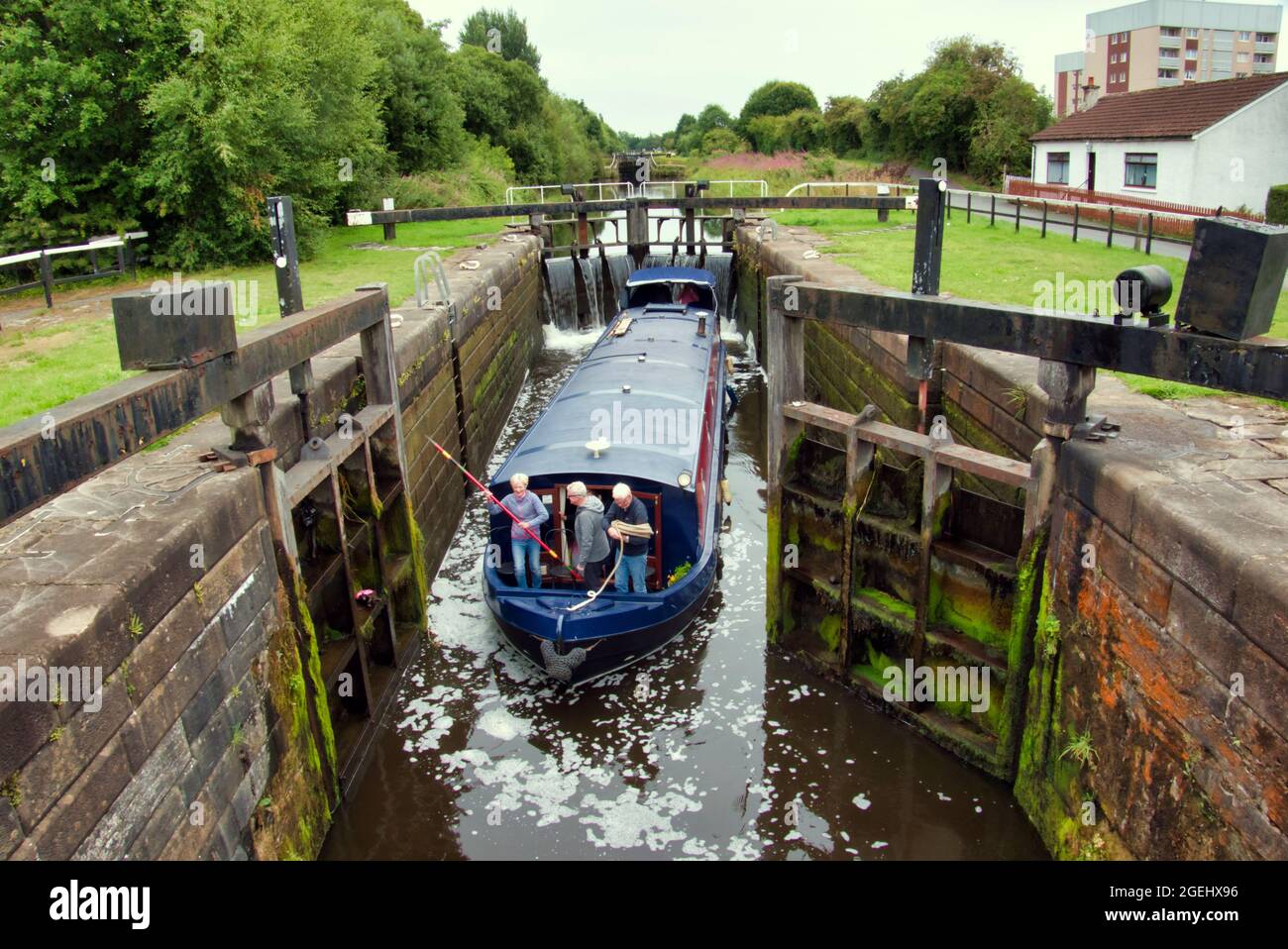 Glasgow, Scotland, UK, 20th AUGUST, 2021. Narrow boats on forth and ...