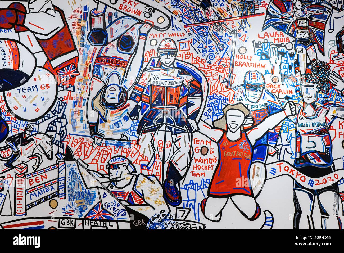 LONDON, UK. 20 August 2021. The completed wall mural charting the ...