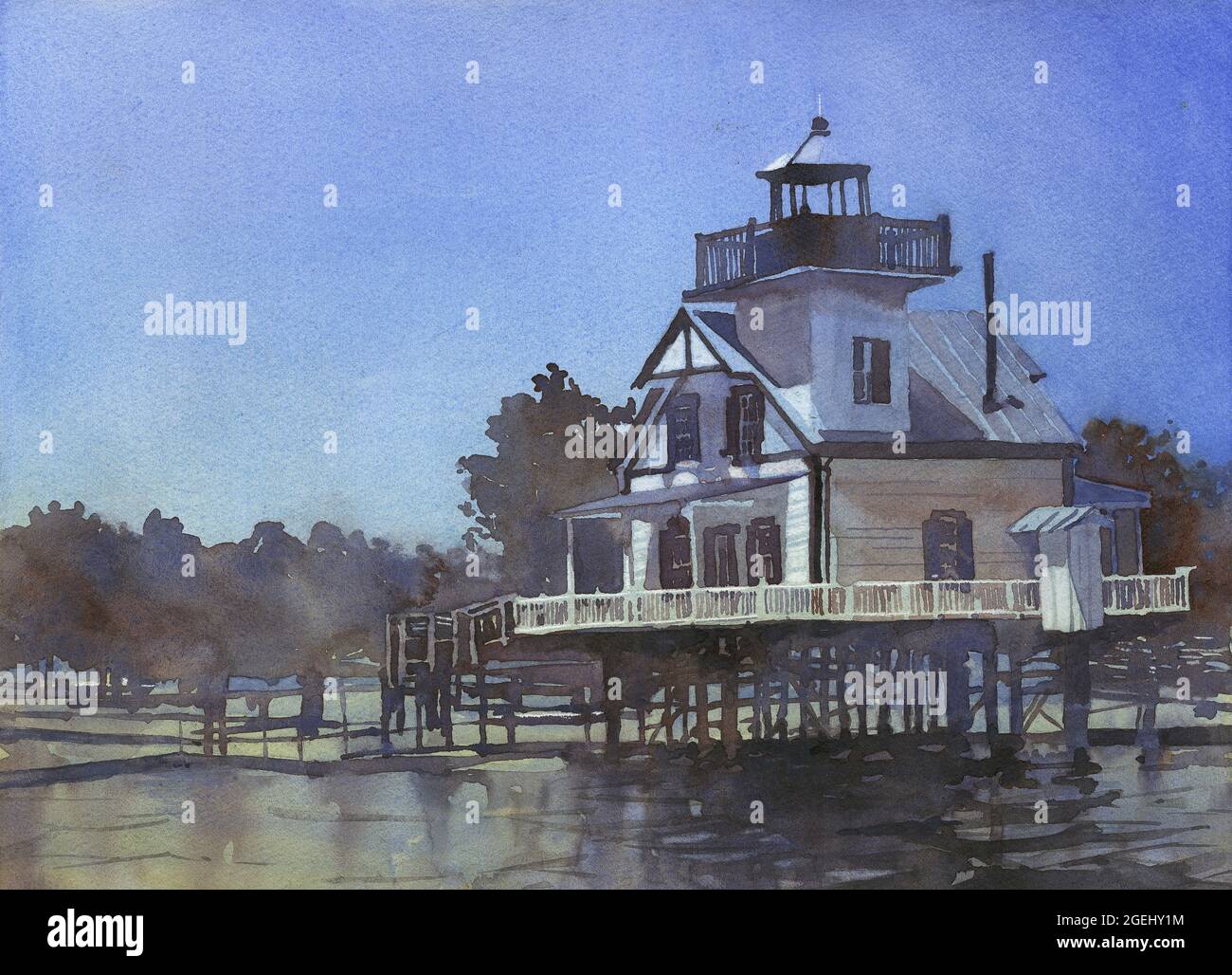 Roanoke River Lighthouse on the waterfront of Edenton, North Carolina ...