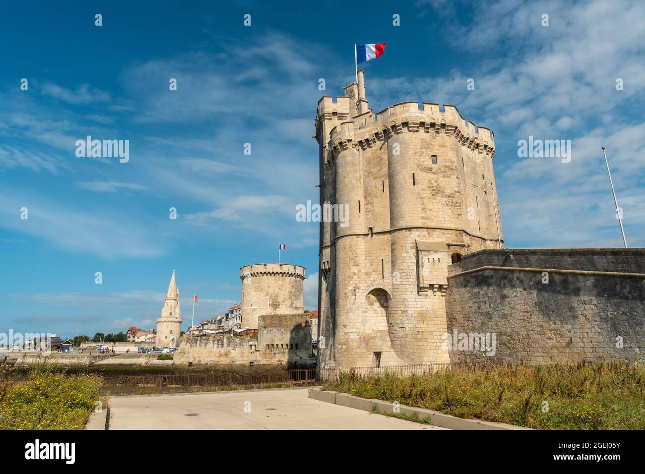 Saint Nicolas tower of La Rochelle coastal town in southwestern France ...