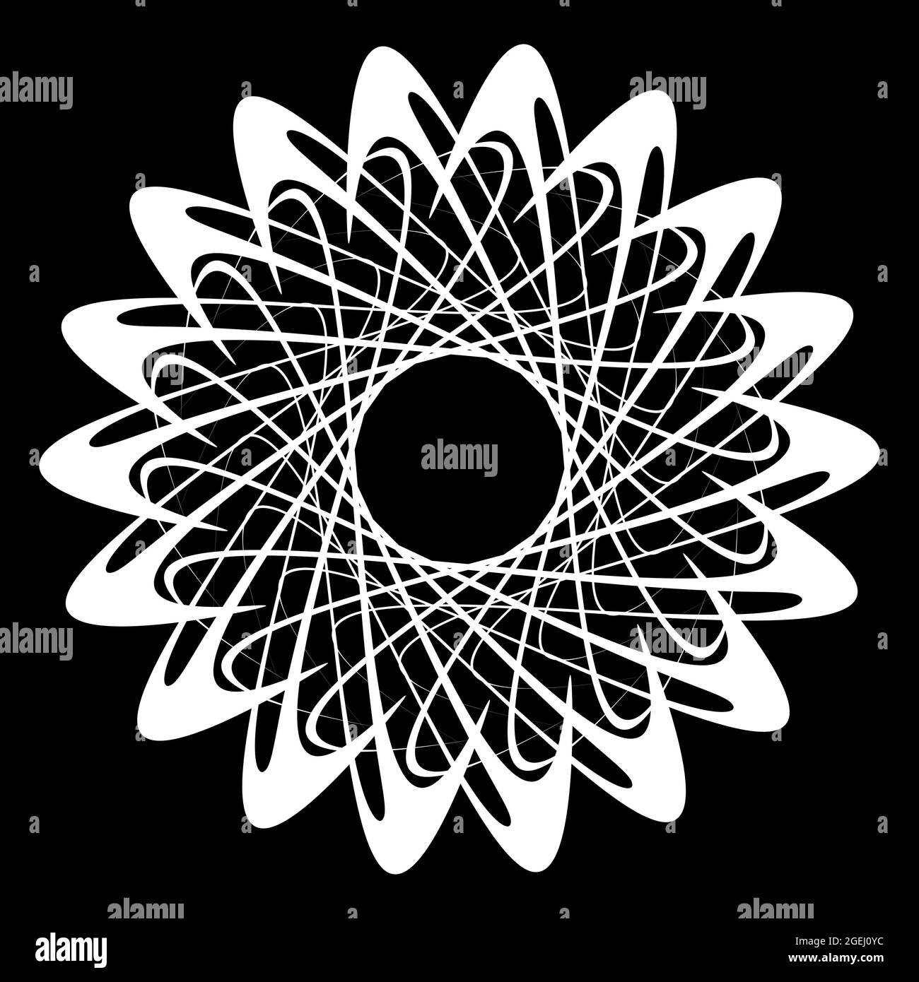 Circular, radial icon, motif, mandala shape. Swirl, twirl, helix ...