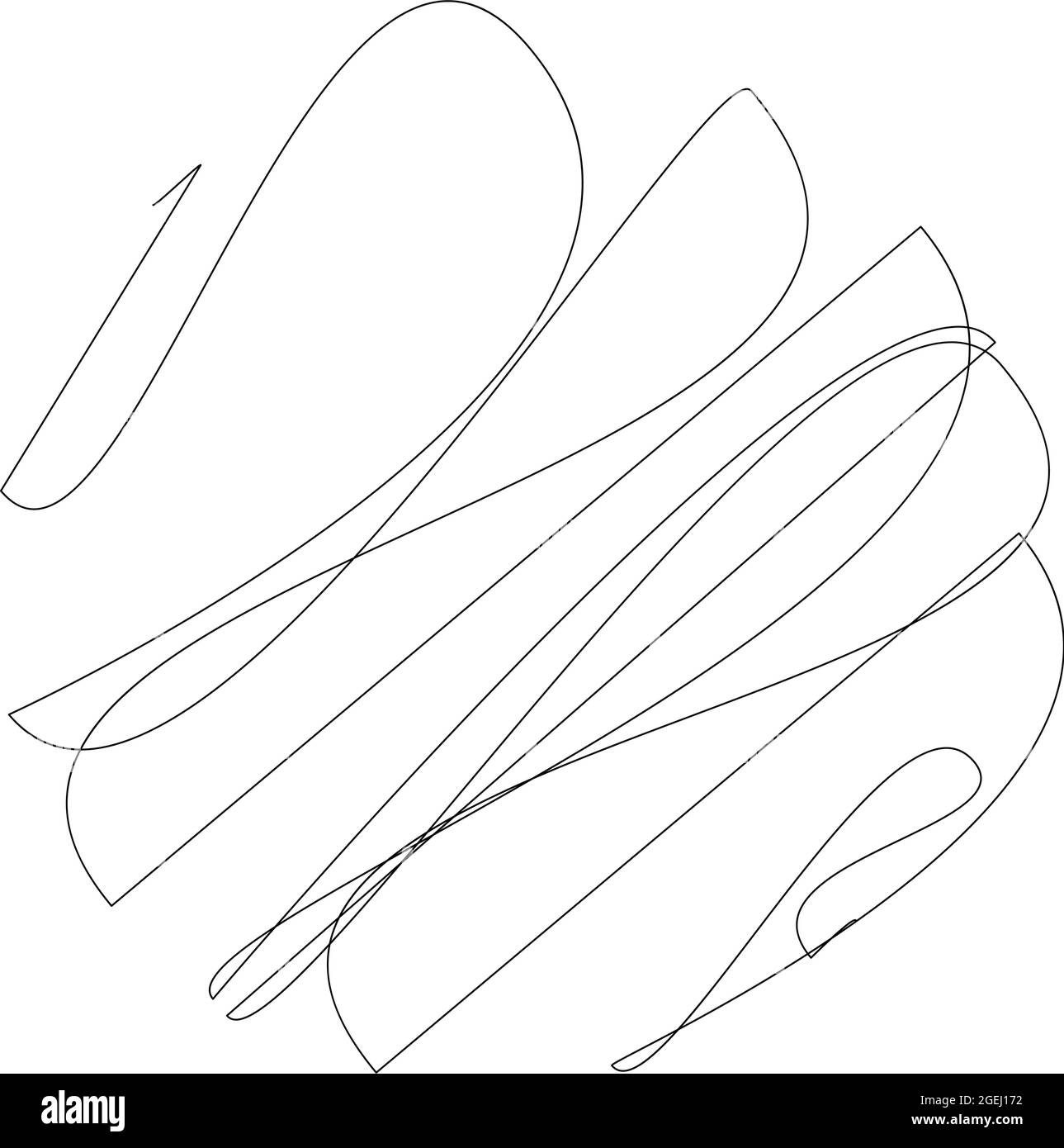 Random curly, tangle, twine lines. Doddle, sketchy, sketch rounded ...