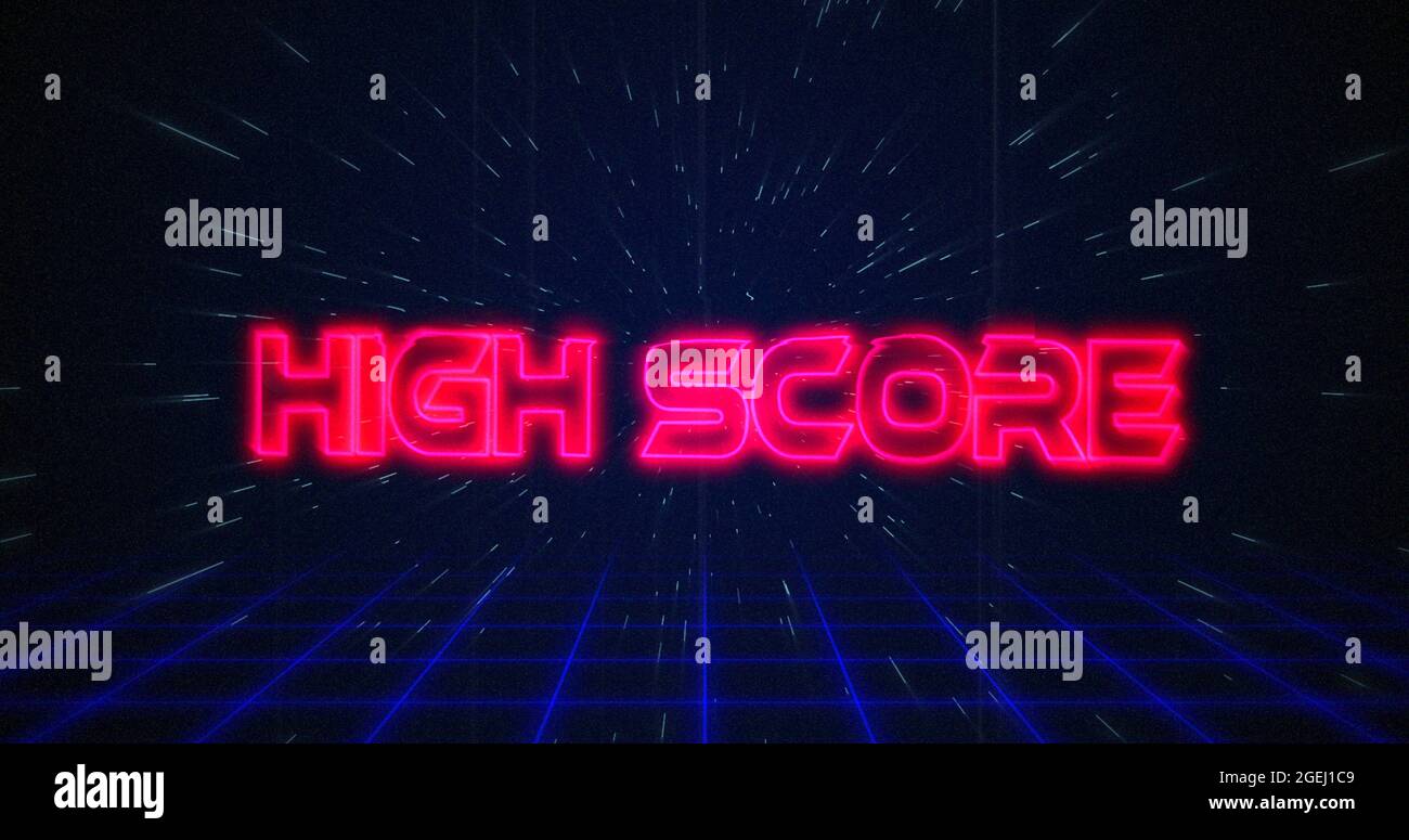 Retro High Score text glitching over blue and red triangles 4k Stock ...