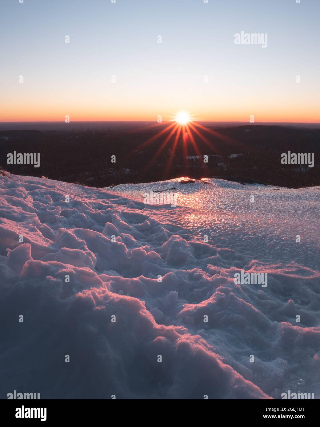 Sunrise seen from the summit of Mount Watatic in Ashburnham ...