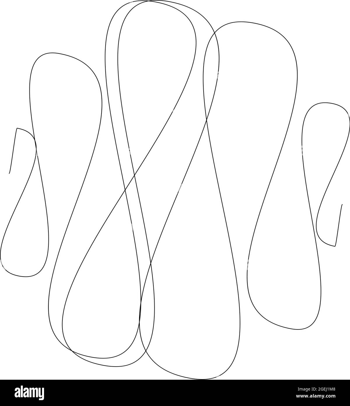 Random curly, tangle, twine lines. Doddle, sketchy, sketch rounded ...
