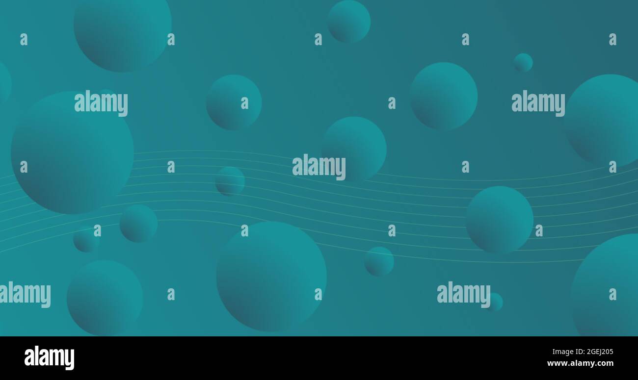 Teal balls over white line waves Stock Photo - Alamy