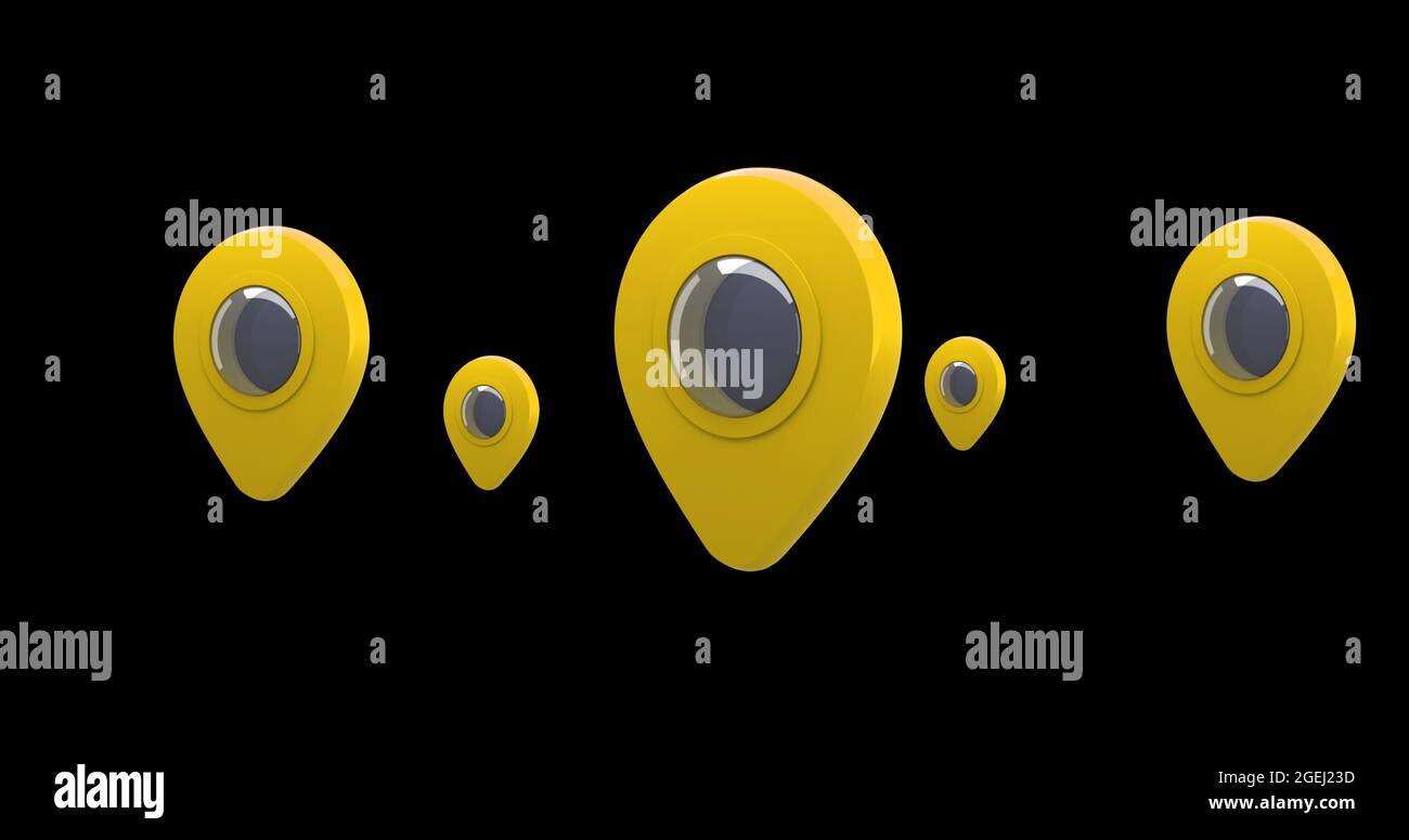 Yellow map pins 4k Stock Photo - Alamy