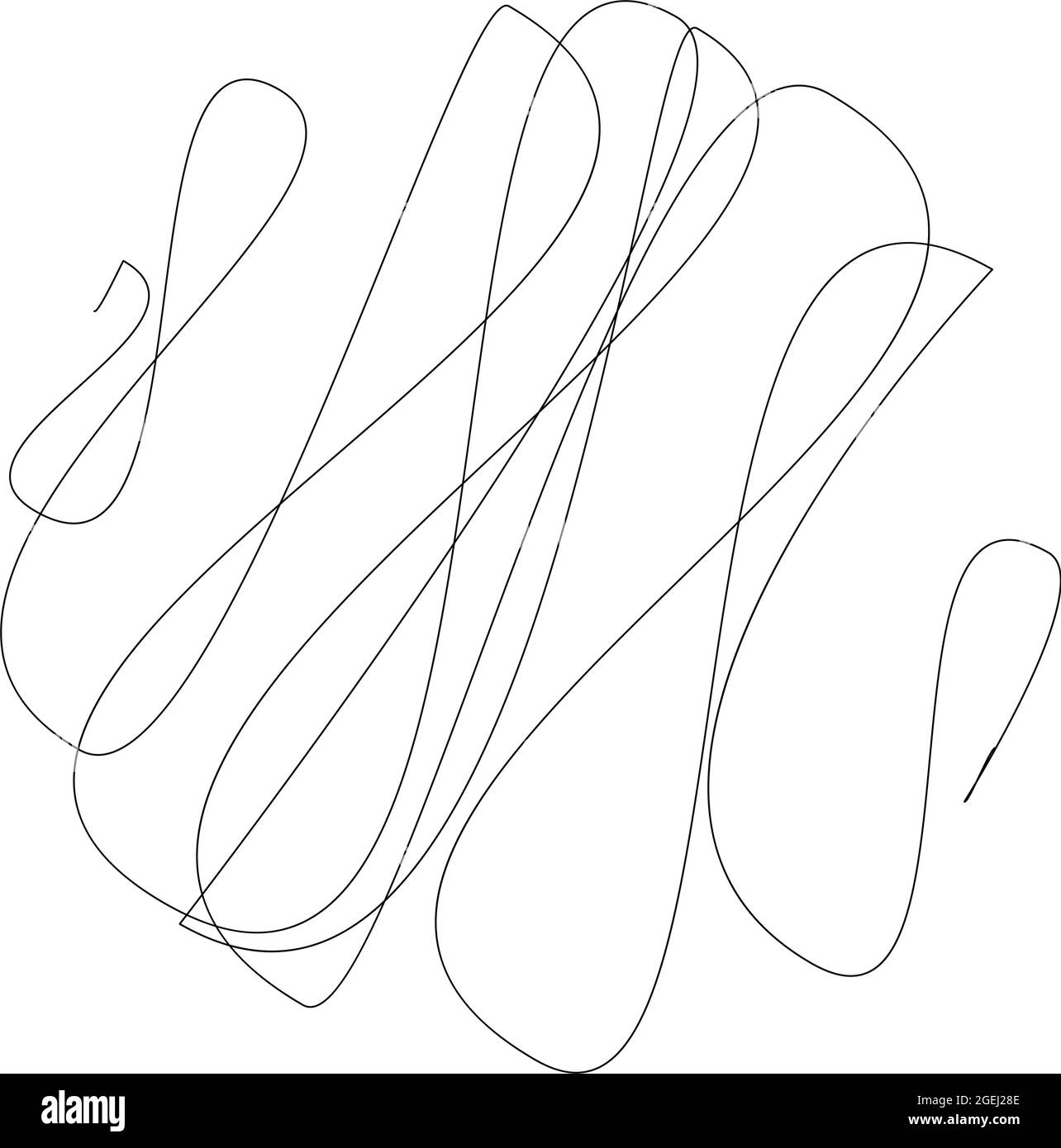 Random curly, tangle, twine lines. Doddle, sketchy, sketch rounded ...