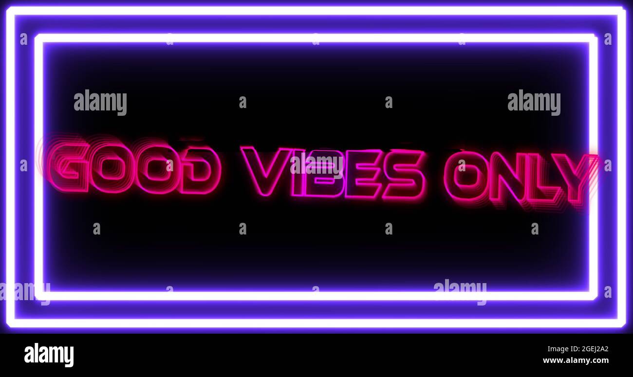 Image of good vibes only text in pink metallic letters over diamonds ...