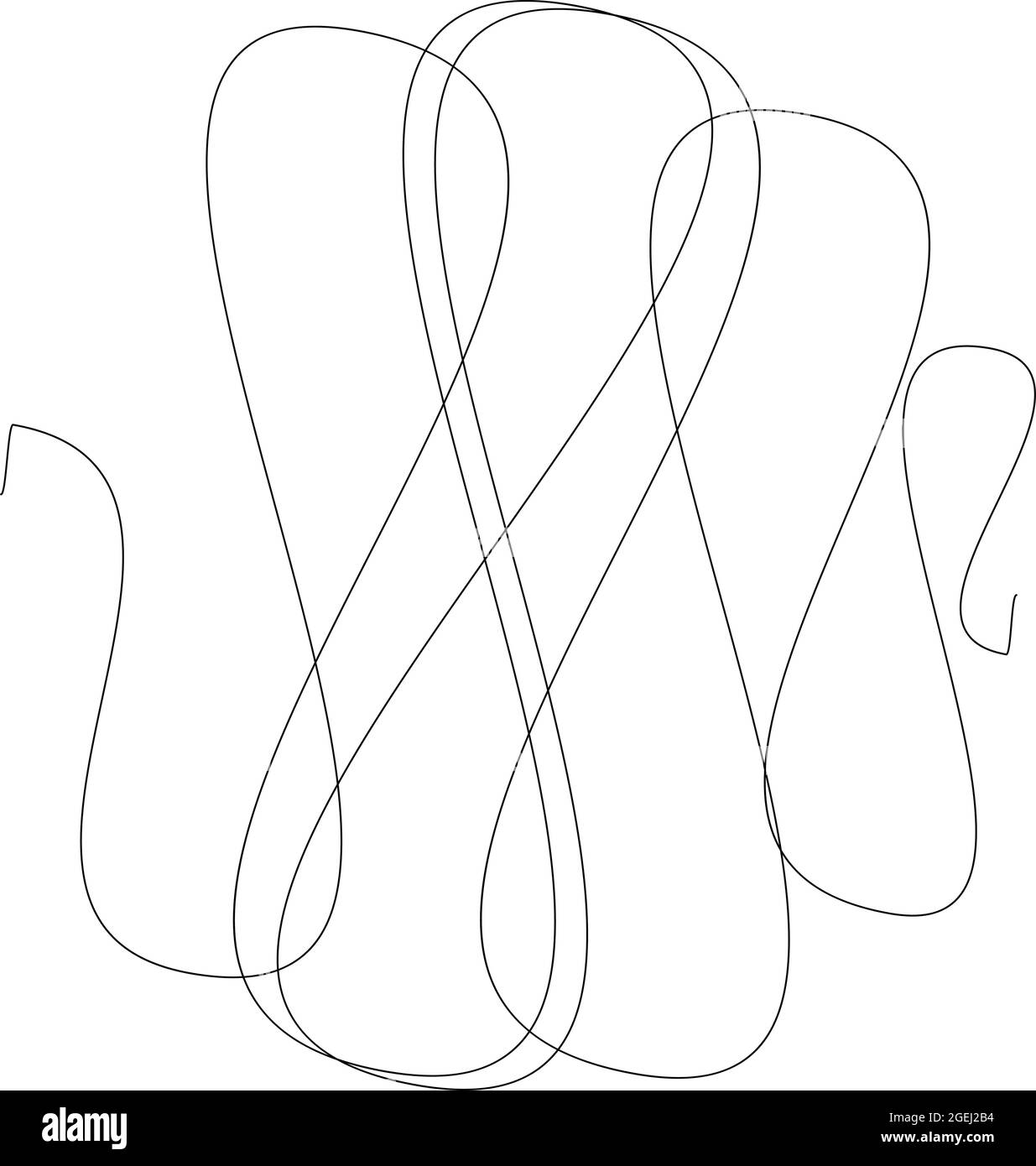 Random curly, tangle, twine lines. Doddle, sketchy, sketch rounded ...