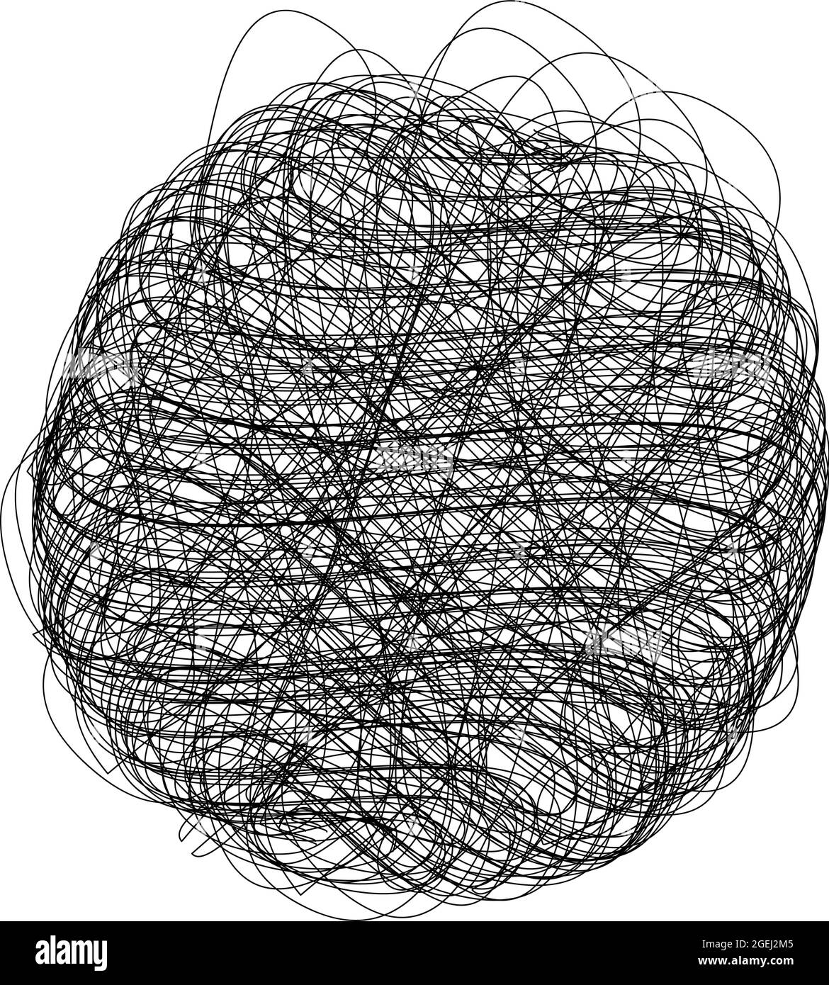 Random curly, tangle, twine lines. Doddle, sketchy, sketch rounded ...