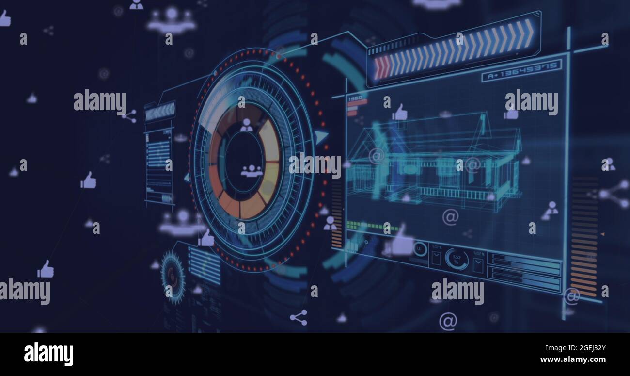 Network of connection icons against digital interface Stock Photo - Alamy