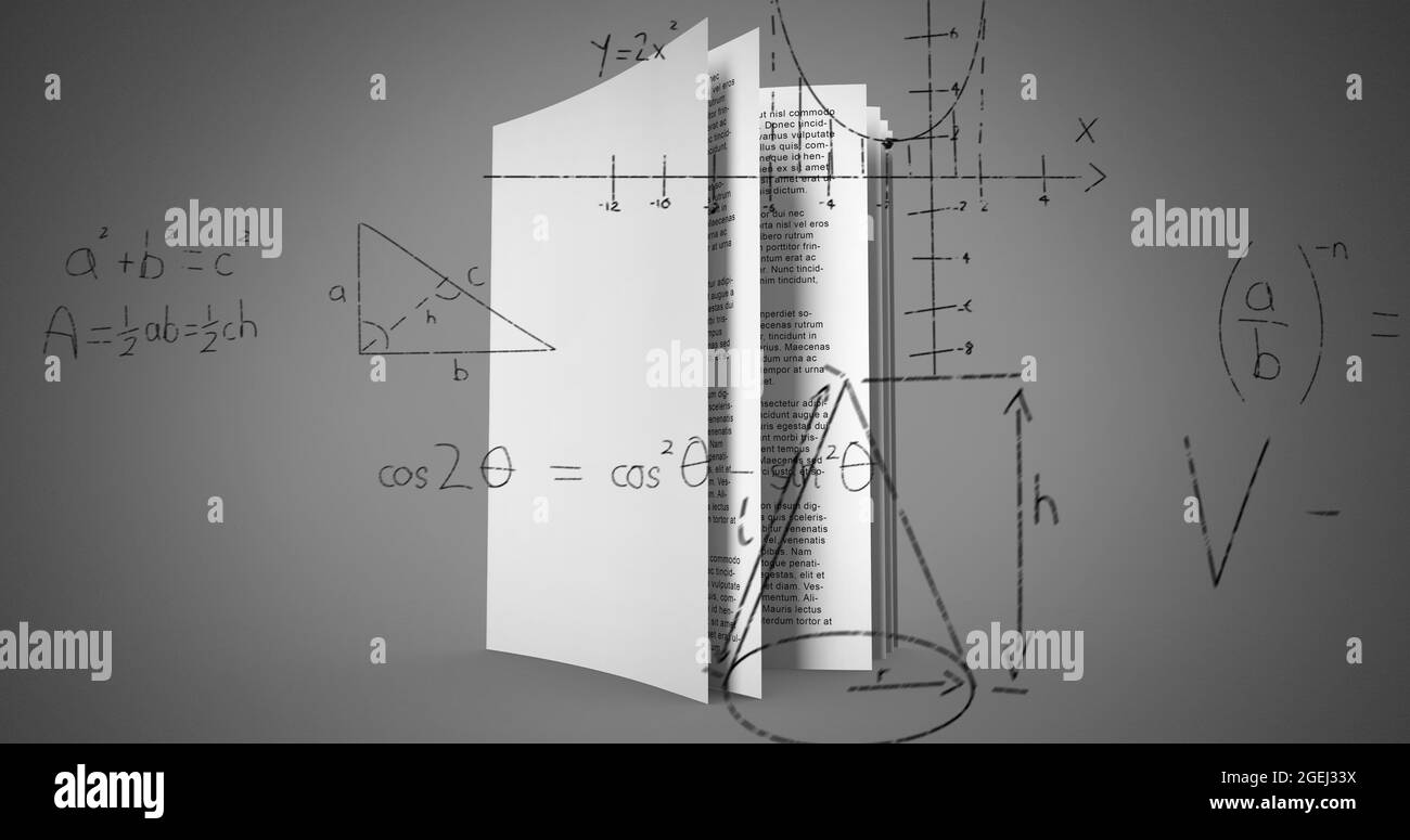 Mathematical equations against open book Stock Photo - Alamy