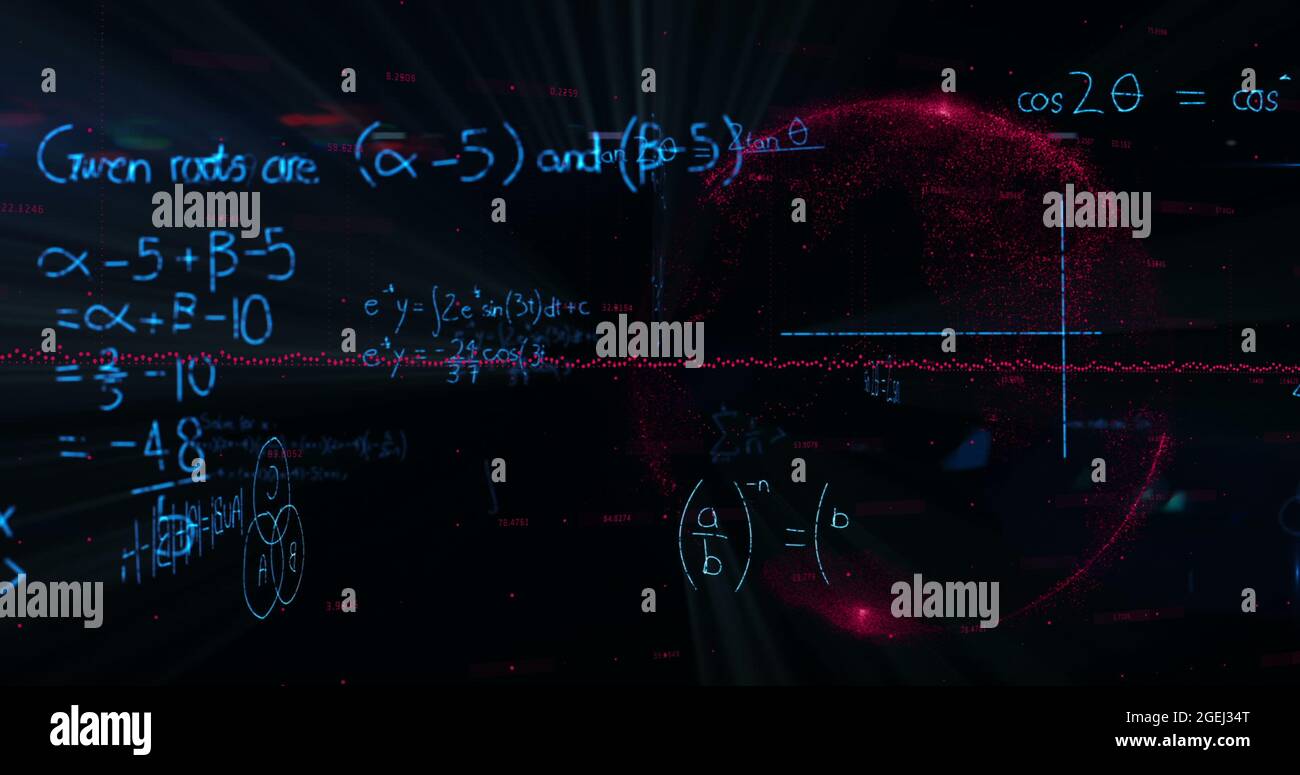 Mathematical equations against spinning globe Stock Photo - Alamy