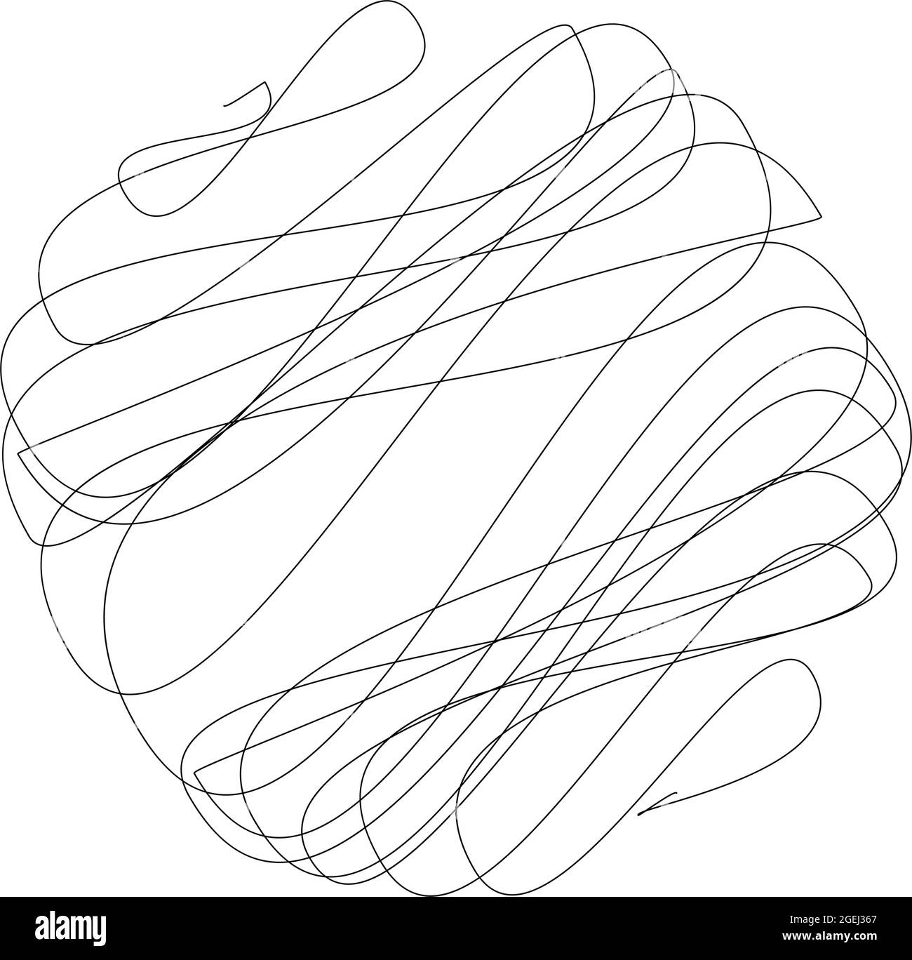 Random curly, tangle, twine lines. Doddle, sketchy, sketch rounded ...