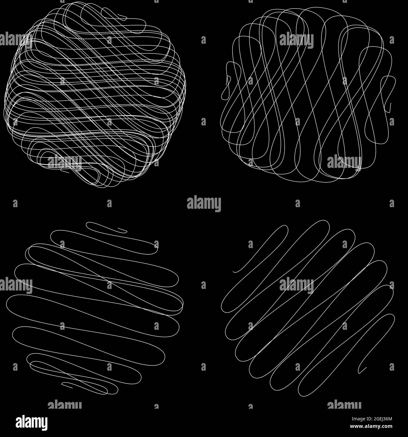 Random curly, tangle, twine lines. Doddle, sketchy, sketch rounded ...