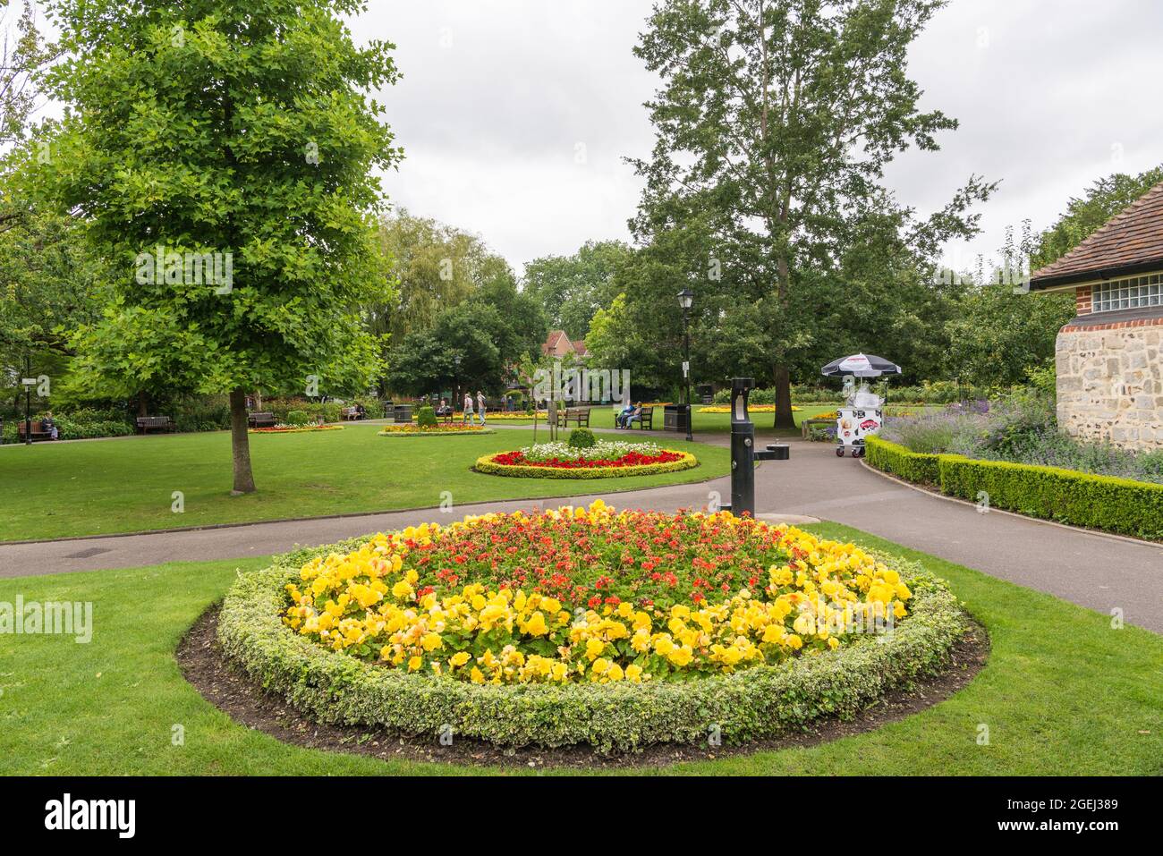 Abbey Gardens, a small tranquil park with flower beds, trees and grassy ...