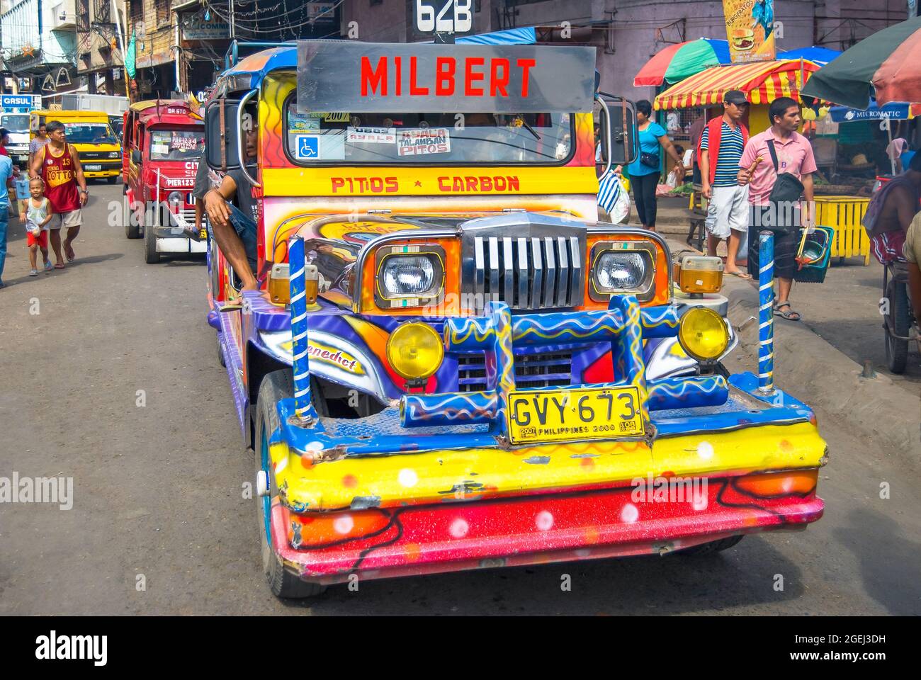 Colourful Jeepney taxi, Carbon Market, Downtown Cebu City, Cebu ...
