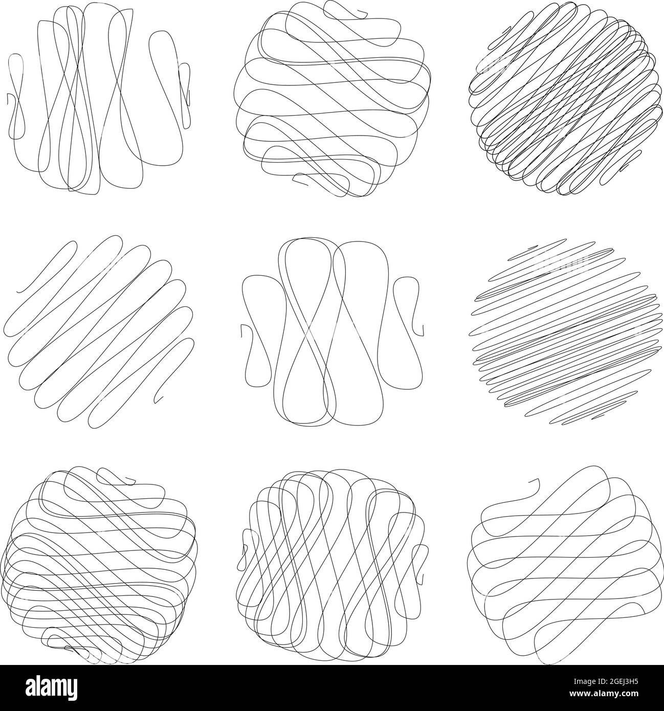 Random curly, tangle, twine lines. Doddle, sketchy, sketch rounded ...