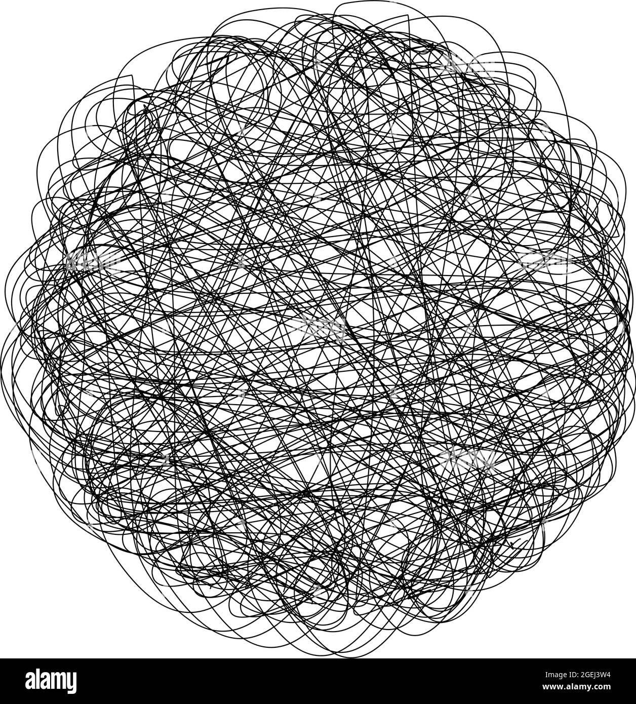 Random curly, tangle, twine lines. Doddle, sketchy, sketch rounded ...