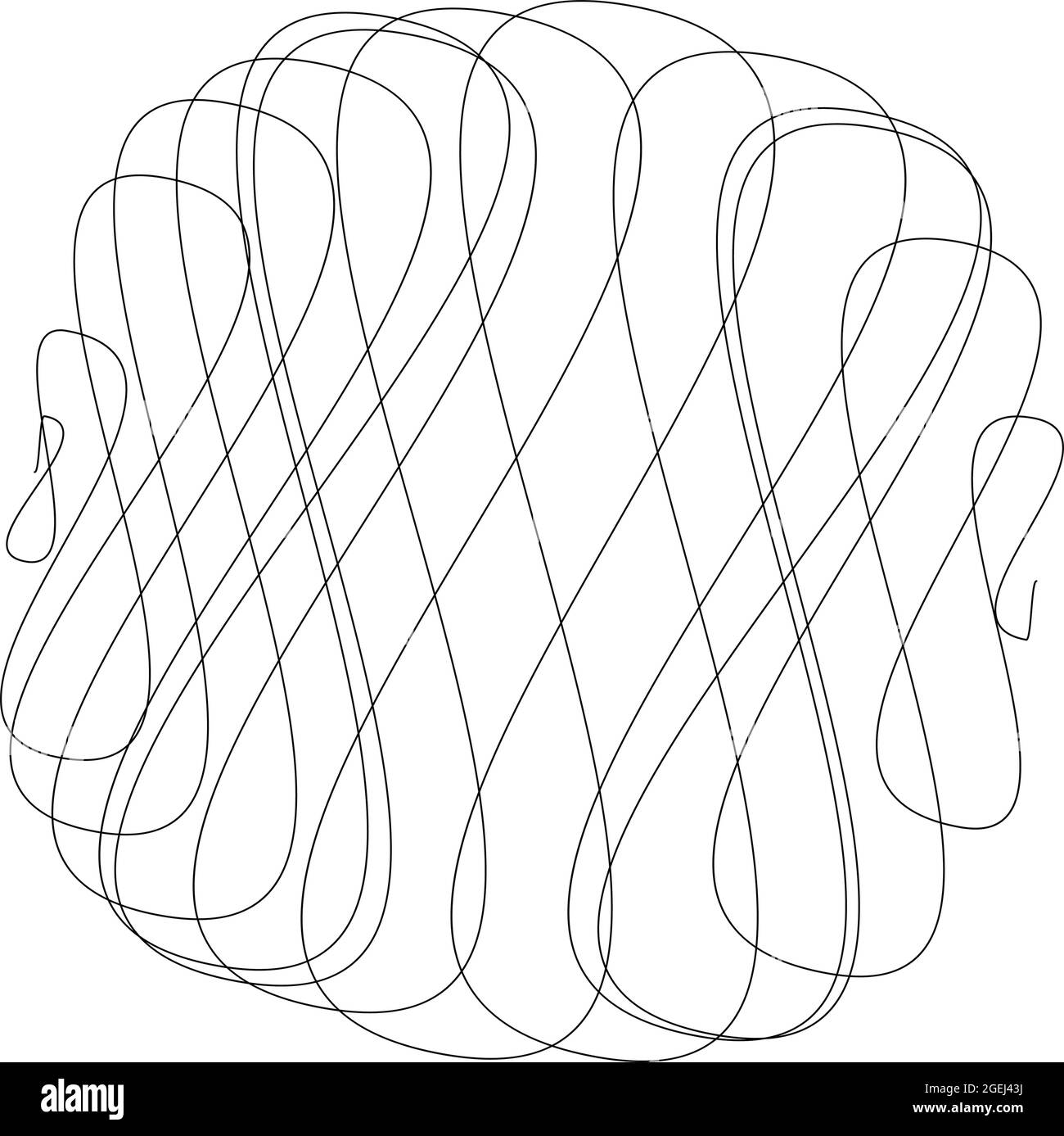 Random curly, tangle, twine lines. Doddle, sketchy, sketch rounded ...
