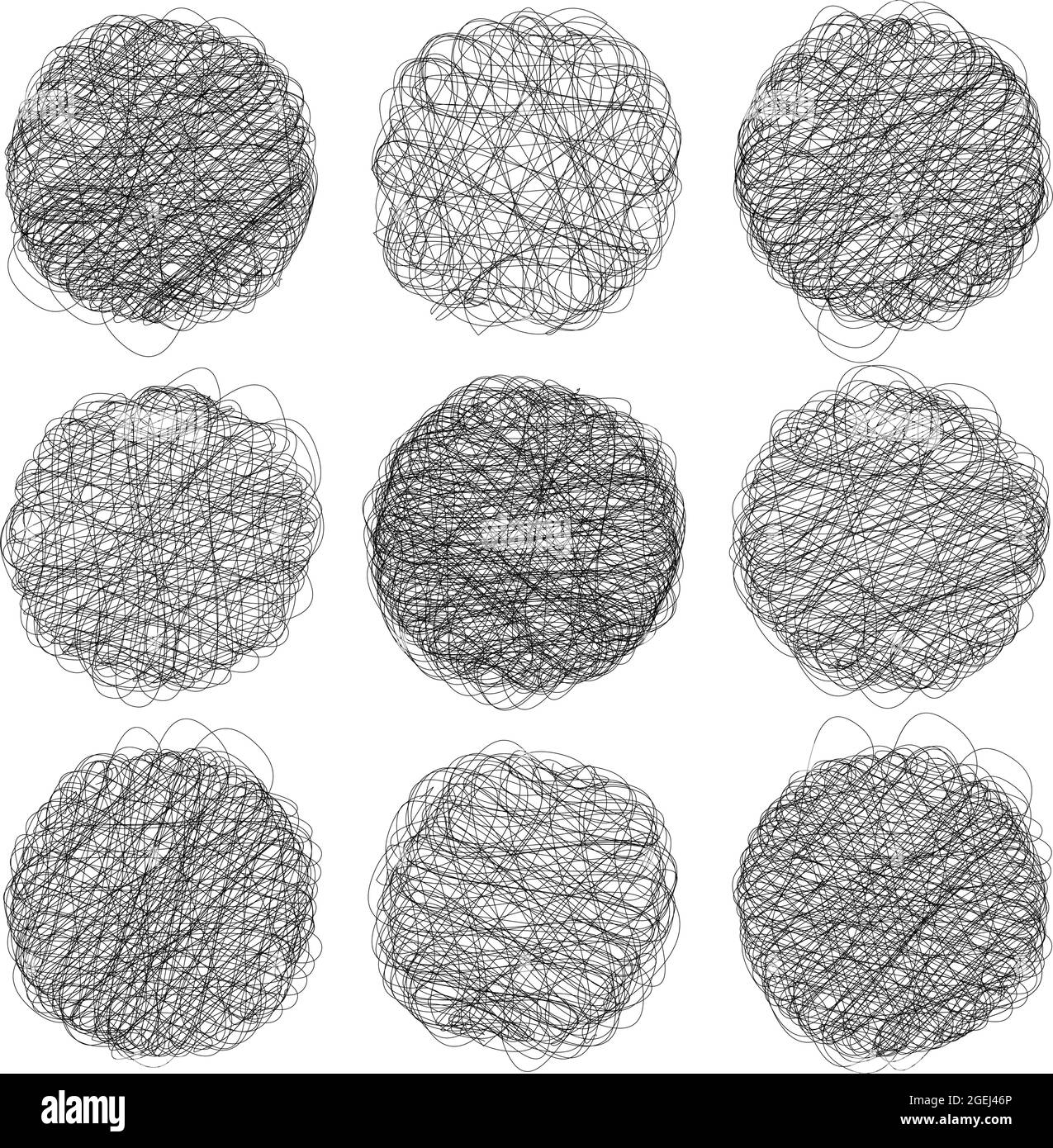 Random curly, tangle, twine lines. Doddle, sketchy, sketch rounded ...