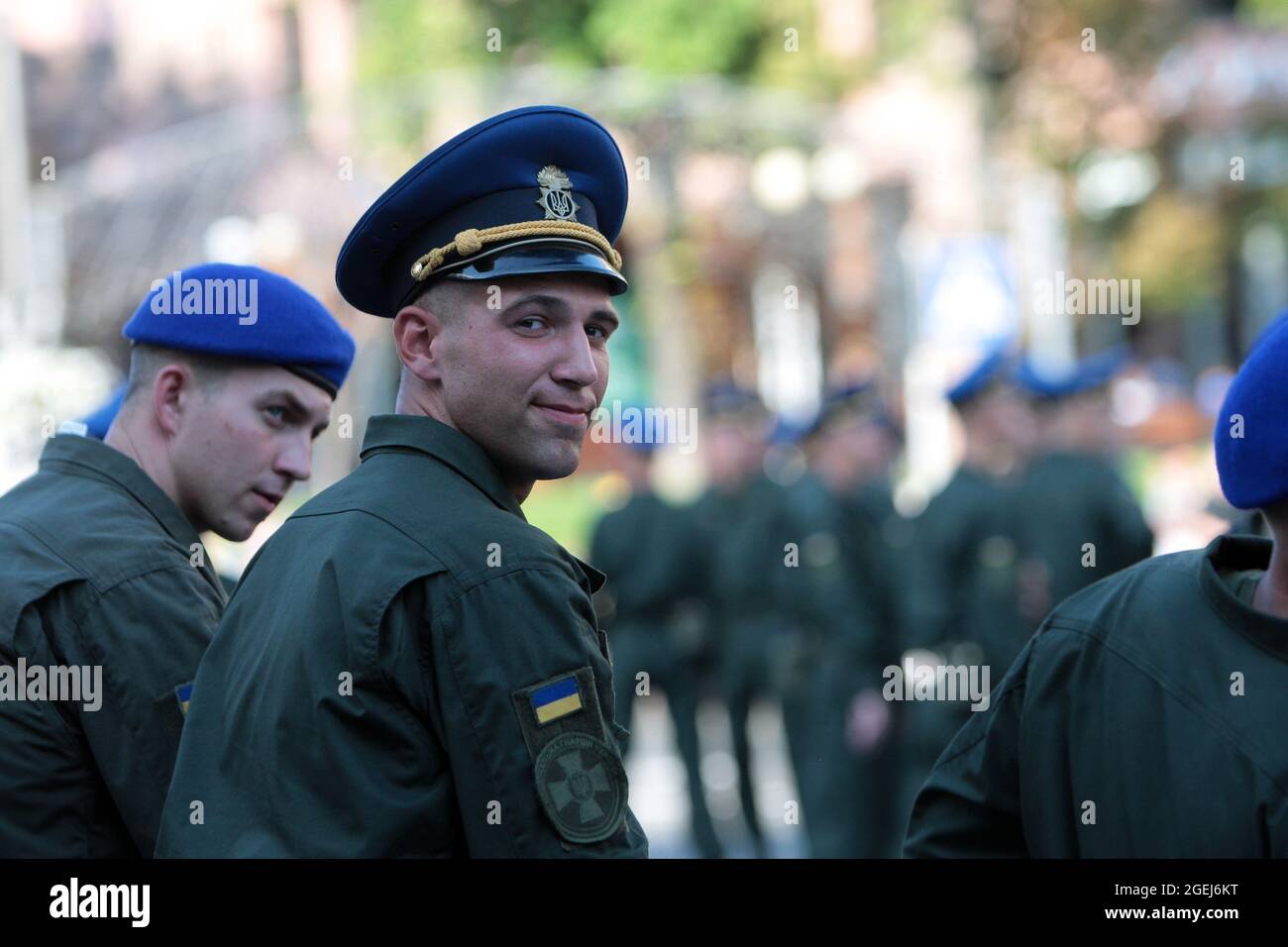 KYIV, UKRAINE - AUGUST 20, 2021 - A National Guard soldier is pictured ...