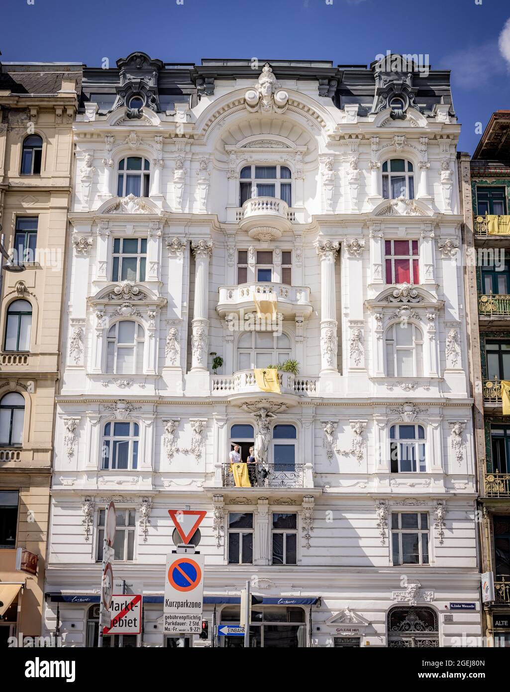 Beautiful buildings in the city center of Vienna Old Town district ...
