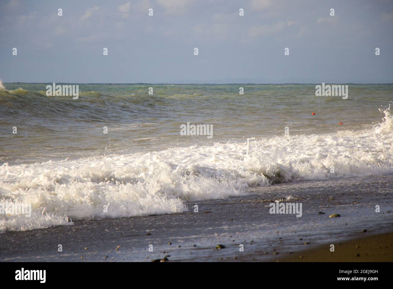 Big sea waves and splashes during stormy weather in Batumi, Georgia ...