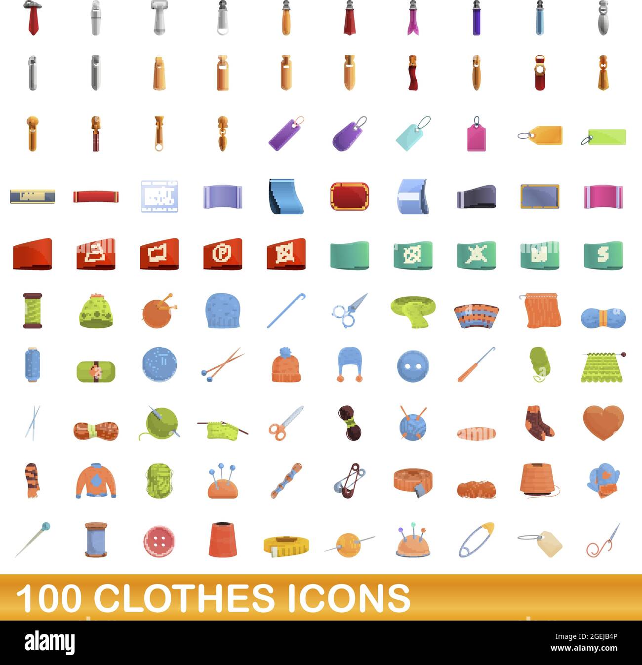 100 clothes icons set. Cartoon illustration of 100 clothes icons vector ...