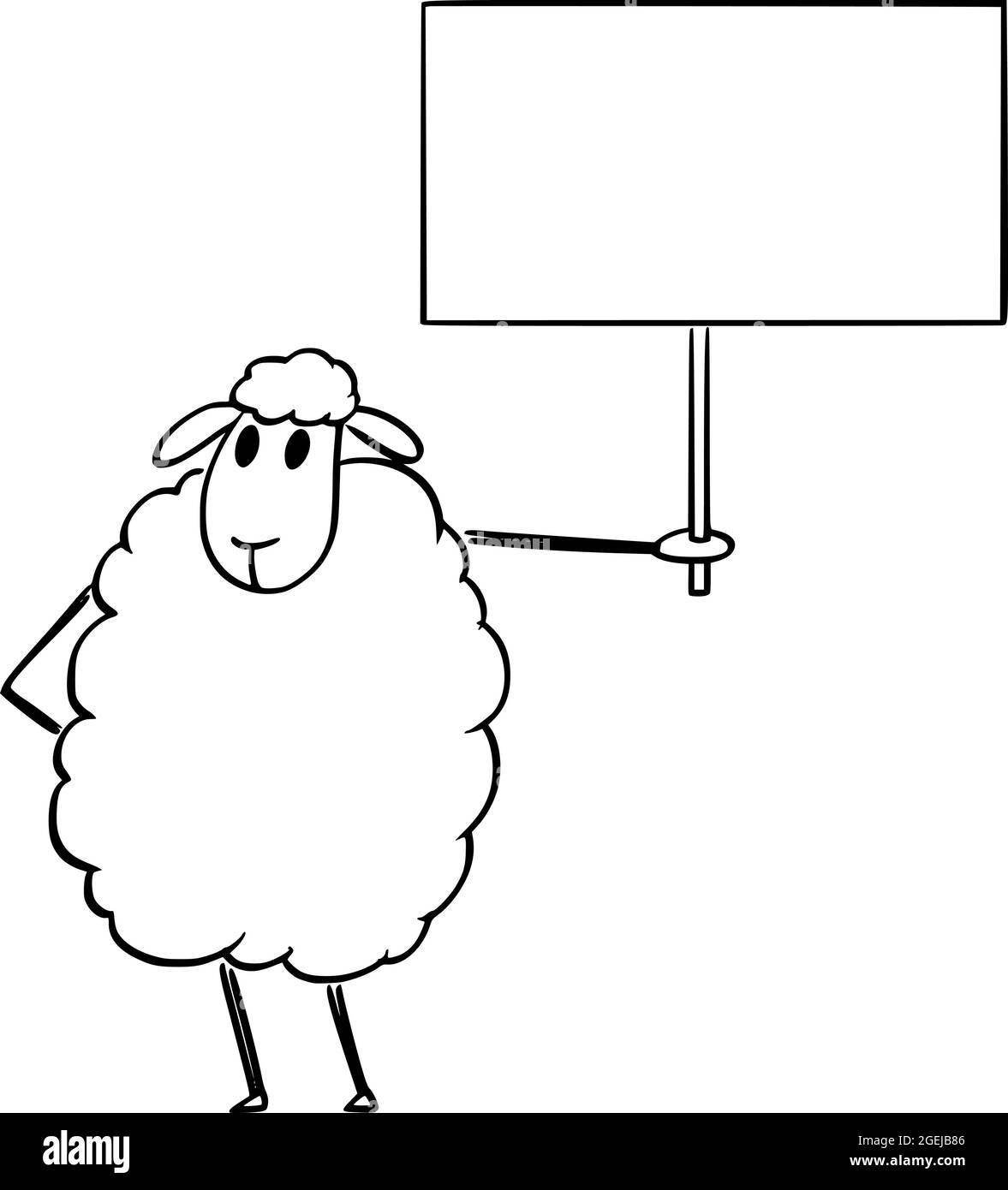 Sheep Holding Empty Sign, Vector Cartoon Illustration Stock Vector ...
