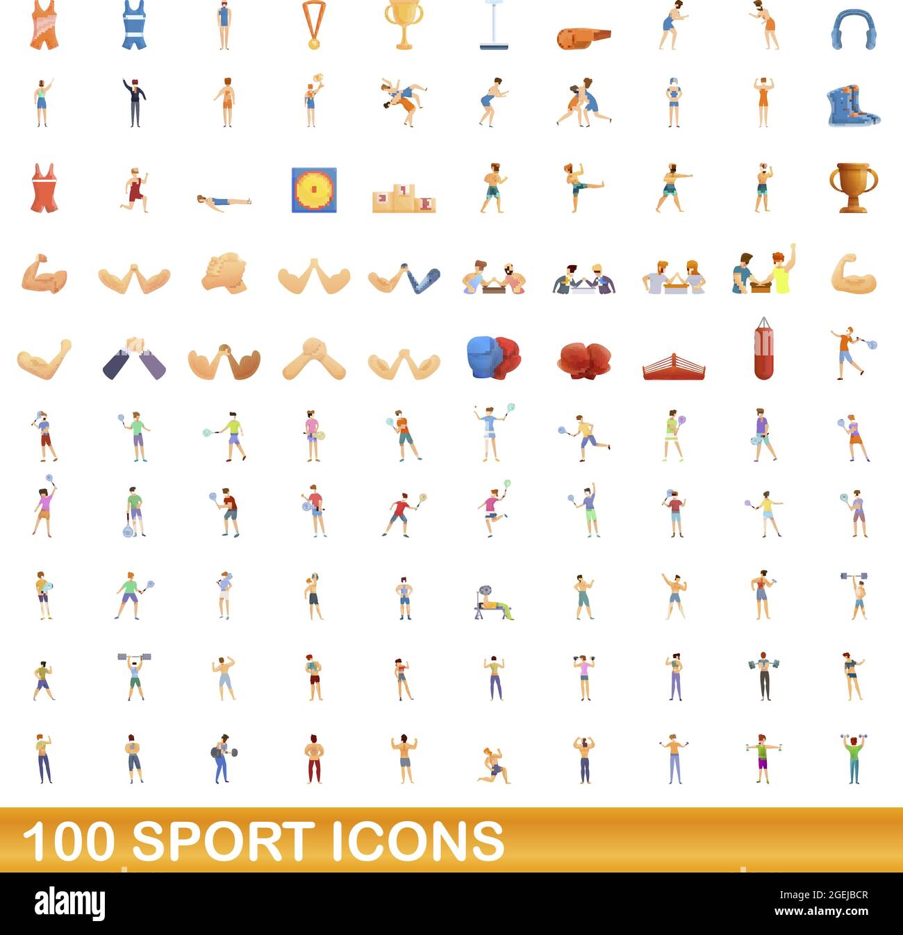 100 sport icons set. Cartoon illustration of 100 sport icons vector set ...