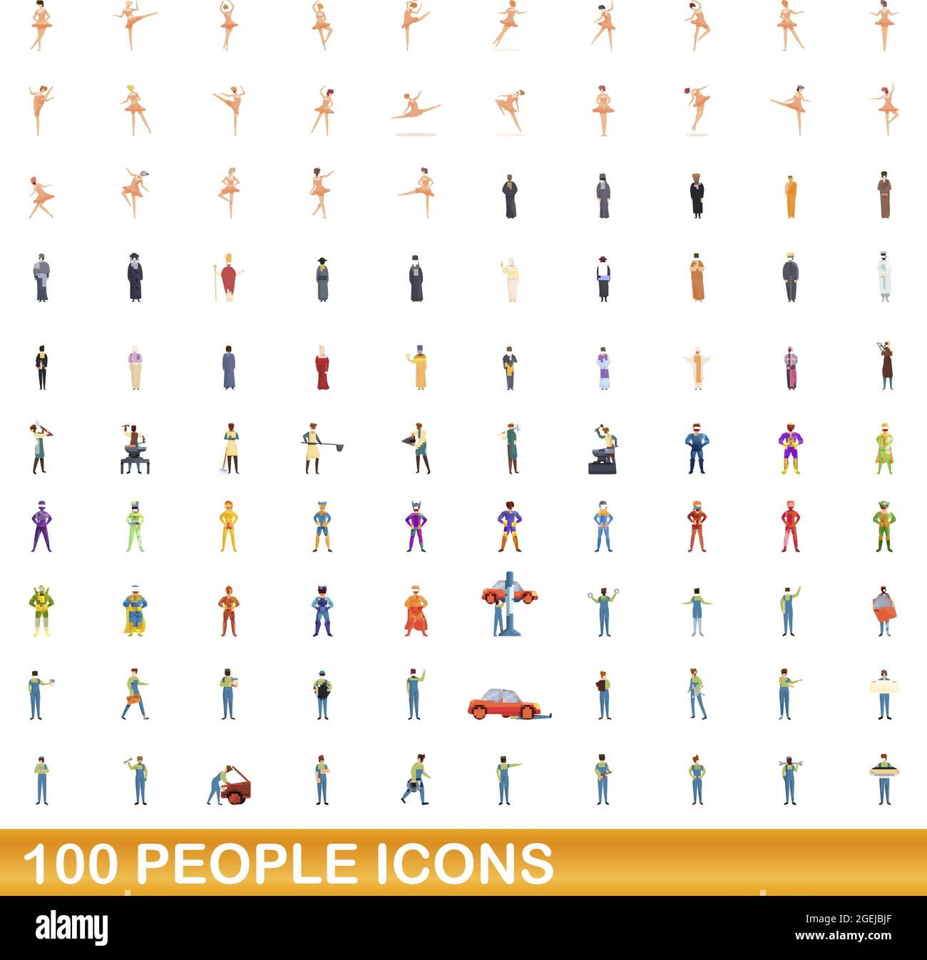 100 people icons set. Cartoon illustration of 100 people icons vector ...