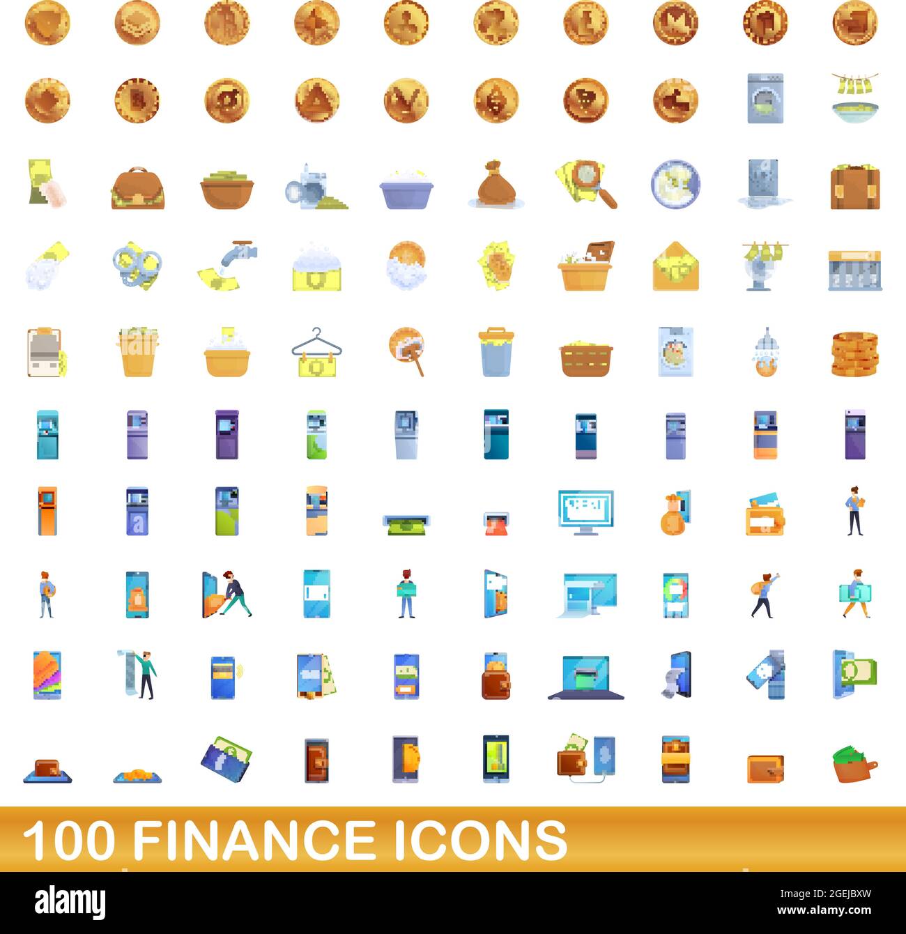 100 finance icons set. Cartoon illustration of 100 finance icons vector ...