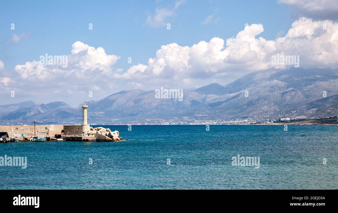 Harbor in Limenas Chersonisou, Crete island, Greece - Landscape Stock ...