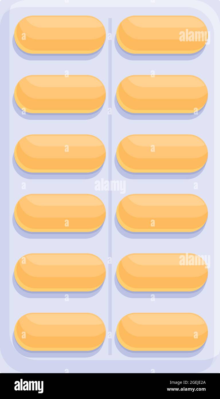 Blister pills icon cartoon vector. Medicine pack. Medical drug Stock ...