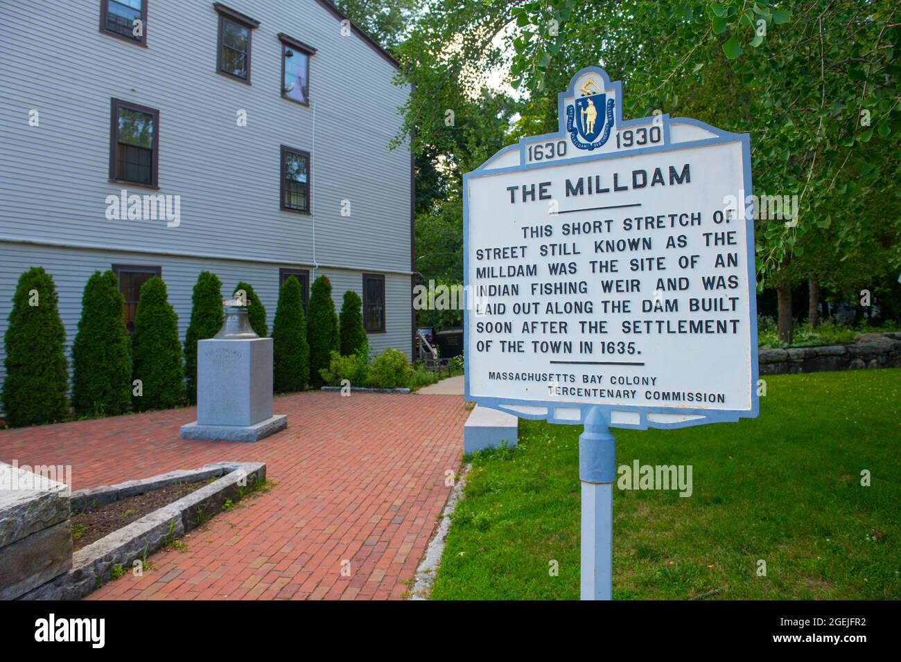Historic Milldam Street sign and the street in historic town center of ...