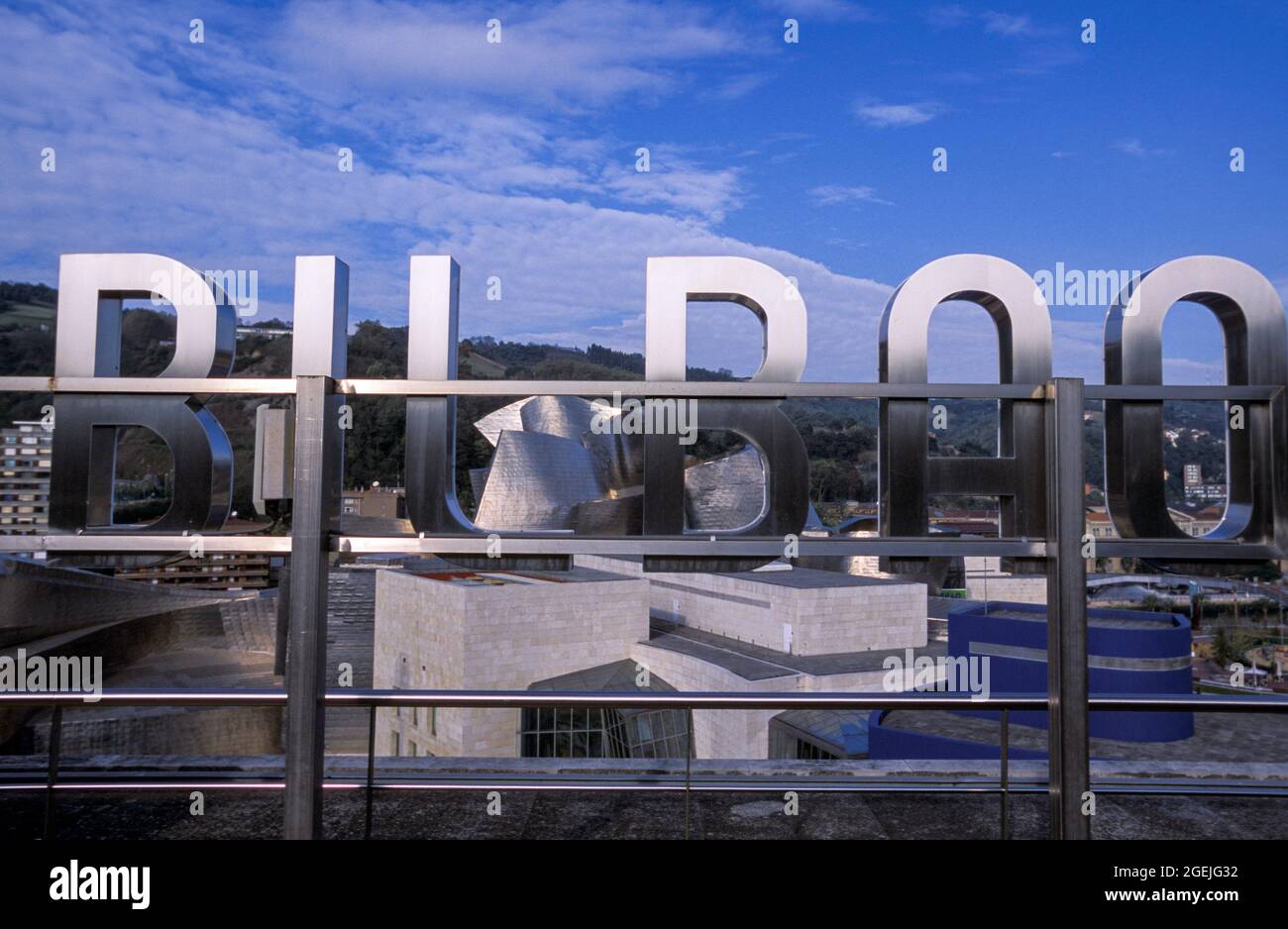 Bilbao sign from the roof of the gran hotel domine hi-res stock ...