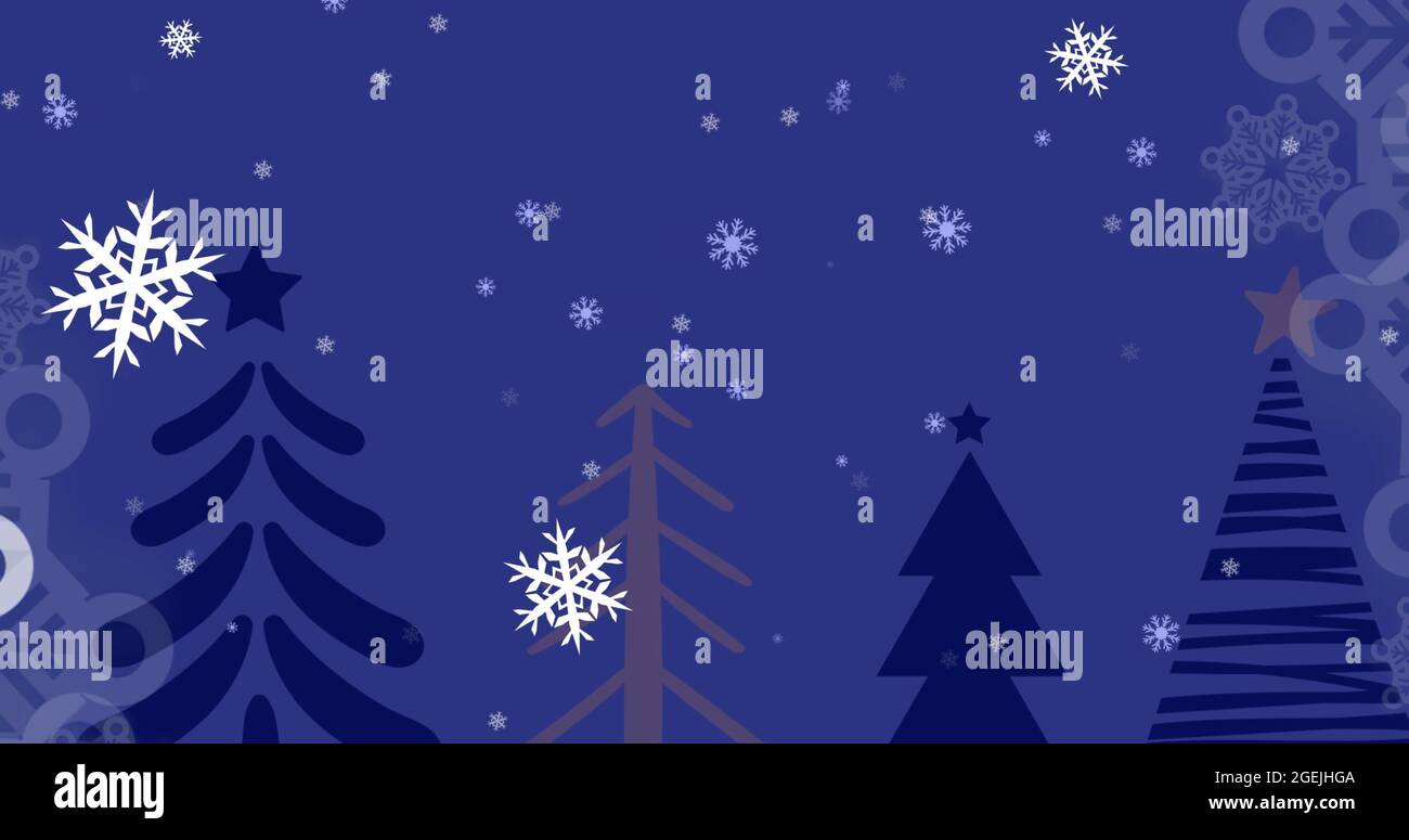 Snowflakes falling over multiple tree hi-res stock photography and ...