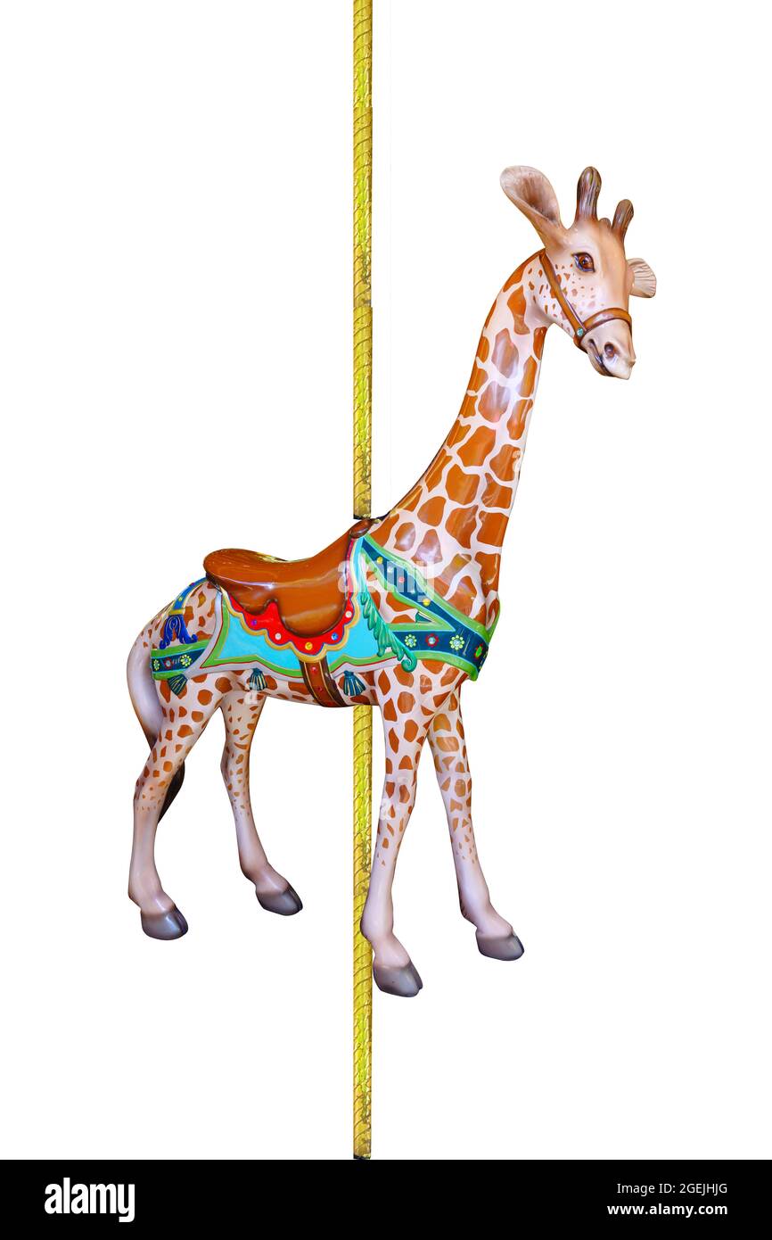 Carnival carousel giraffe isolated on white background Stock Photo - Alamy
