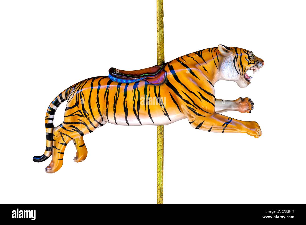 Carnival carousel tiger isolated on white background Stock Photo - Alamy