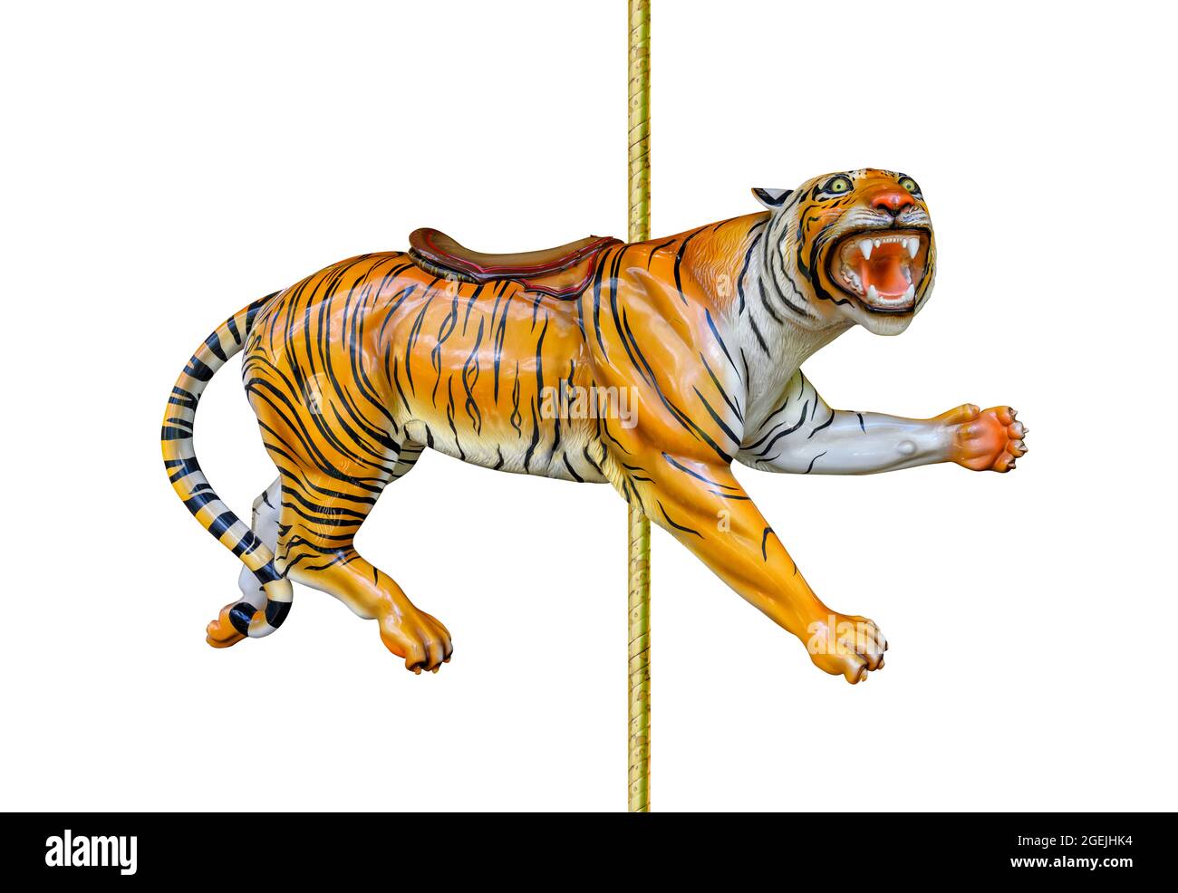 Carnival carousel tiger isolated on white background Stock Photo - Alamy