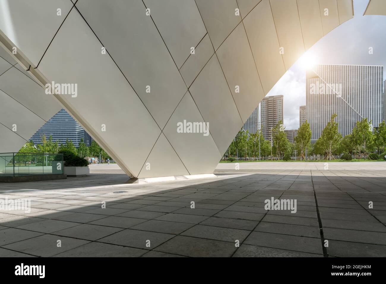 Ground floor with modern office buildings in downtown of financial ...