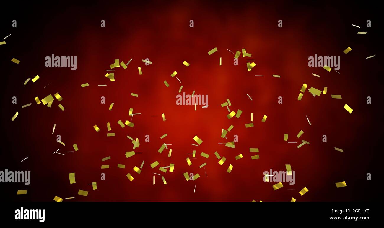 Golden confetti falling over red hi-res stock photography and images ...