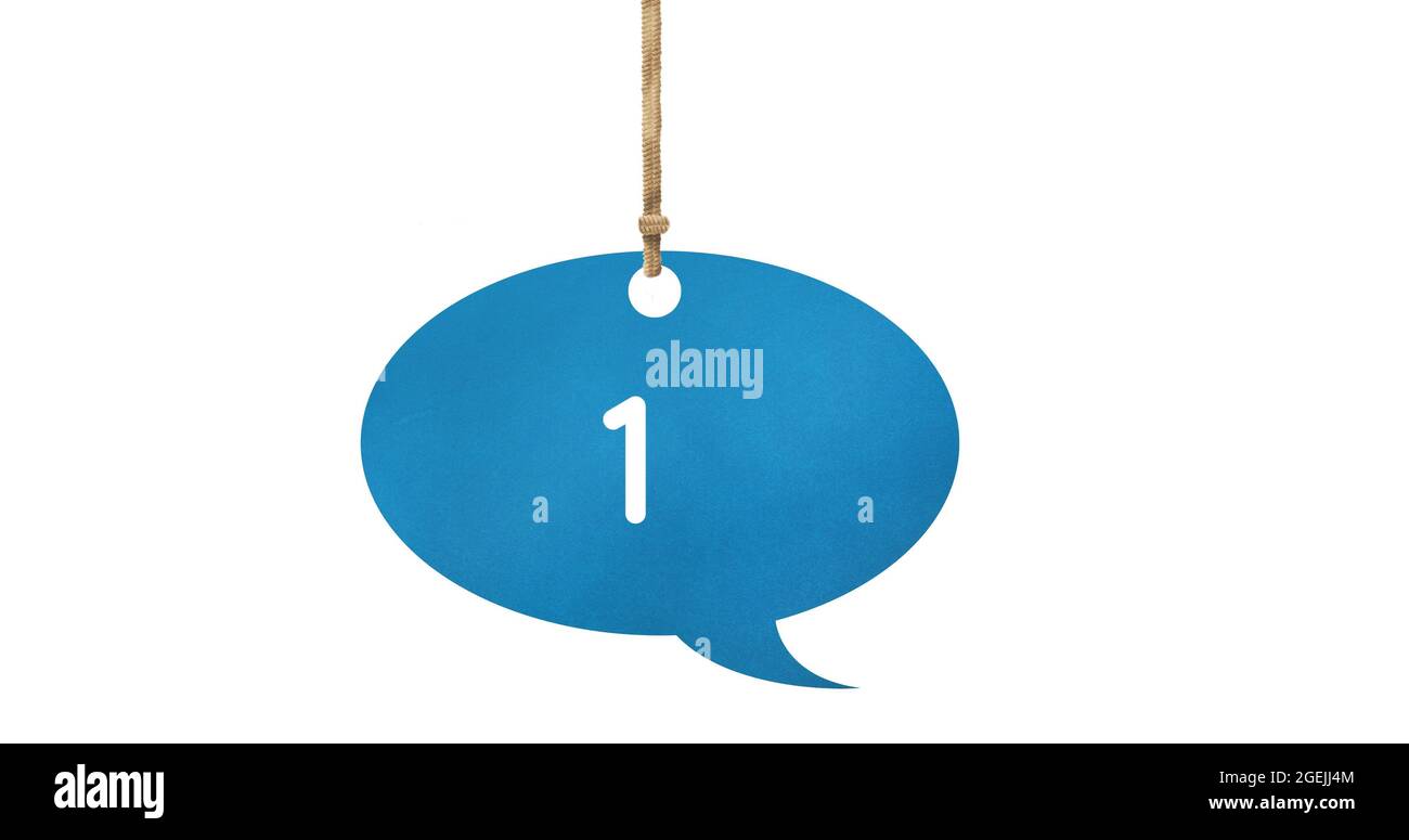Number count in blue chat buble 4k Stock Photo - Alamy
